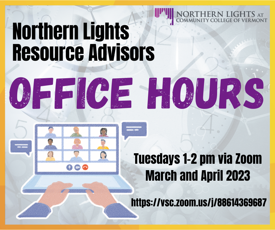 New Resource Advisor Office Hours - Northern Lights at CCV